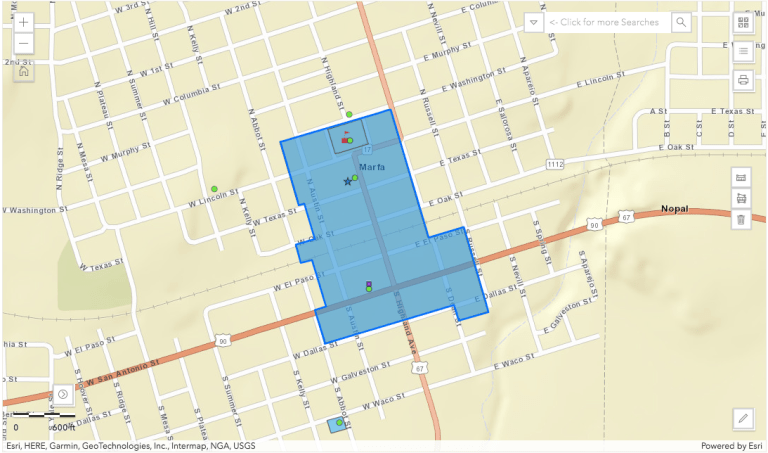Central Marfa Historic District, including Donald Judd’s buildings ...