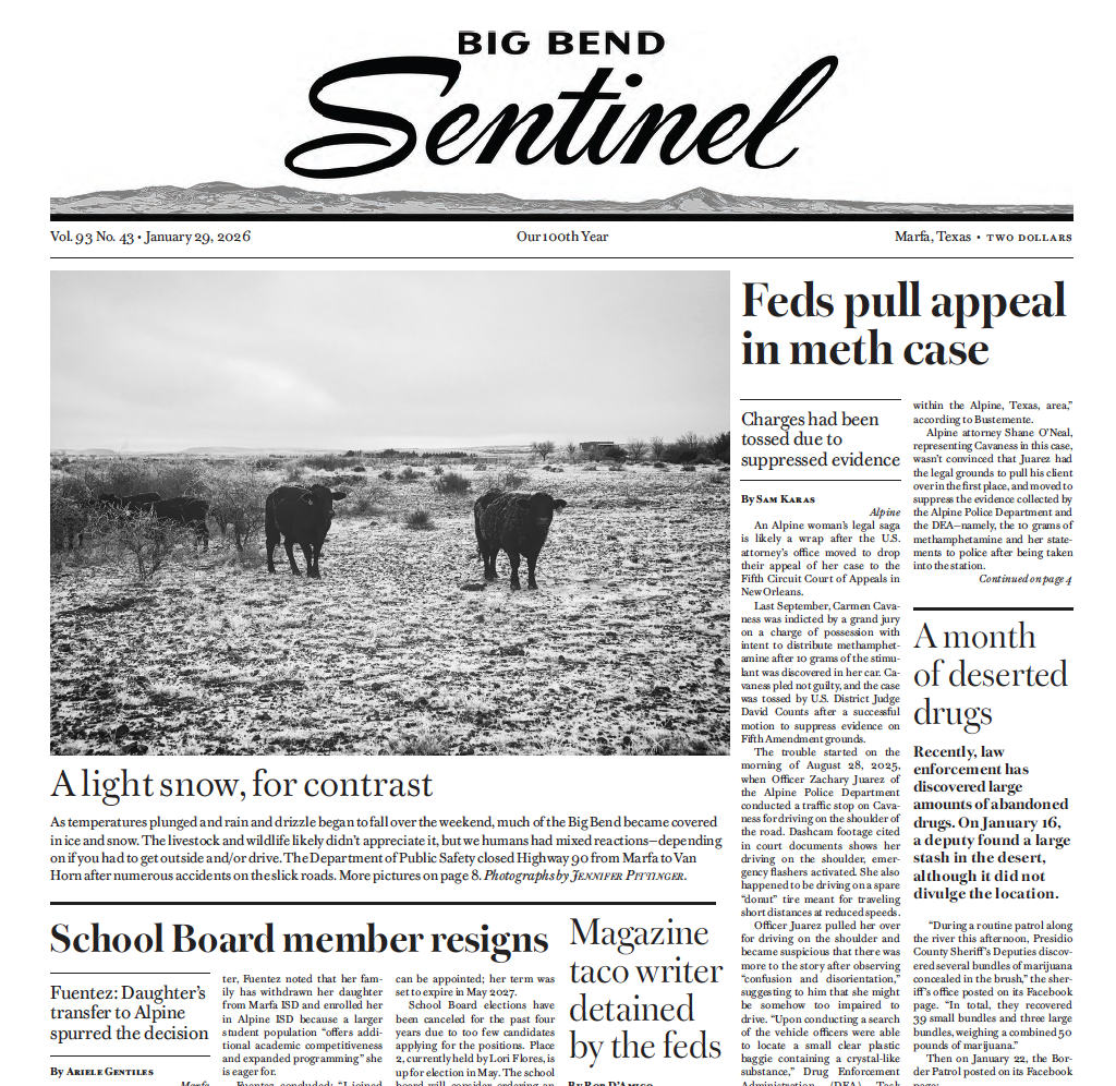 BIG BEND SENTINEL - January 29, 2026 – Big Bend Sentinel